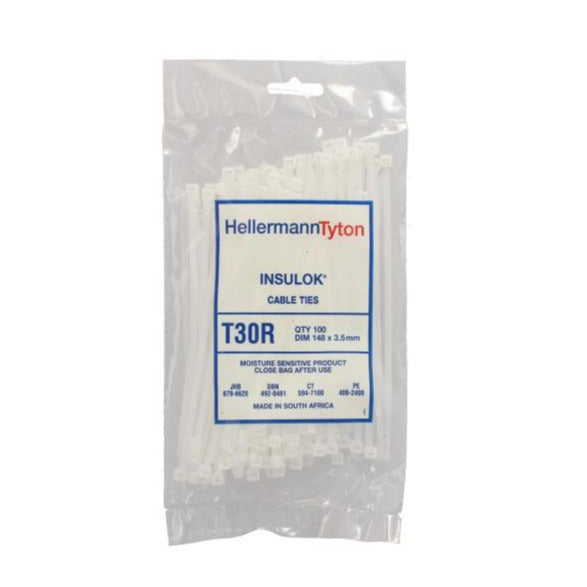 HELLERMANNTYTON CABLE TIE 148X3.5 WHITE — HSB Trading