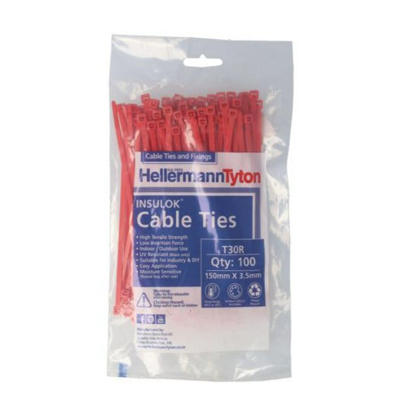 HELLERMANNTYTON RED CABLE TIE 148X3.5 RED — HSB Trading